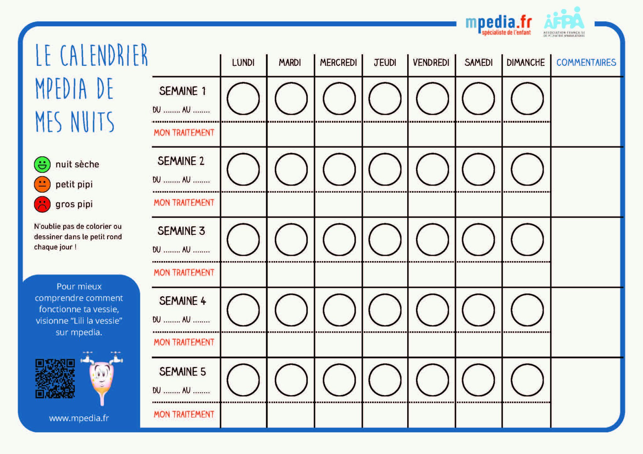 Calendrier Mictionnel : Suivi et Évaluation de la capacité de la vessie
